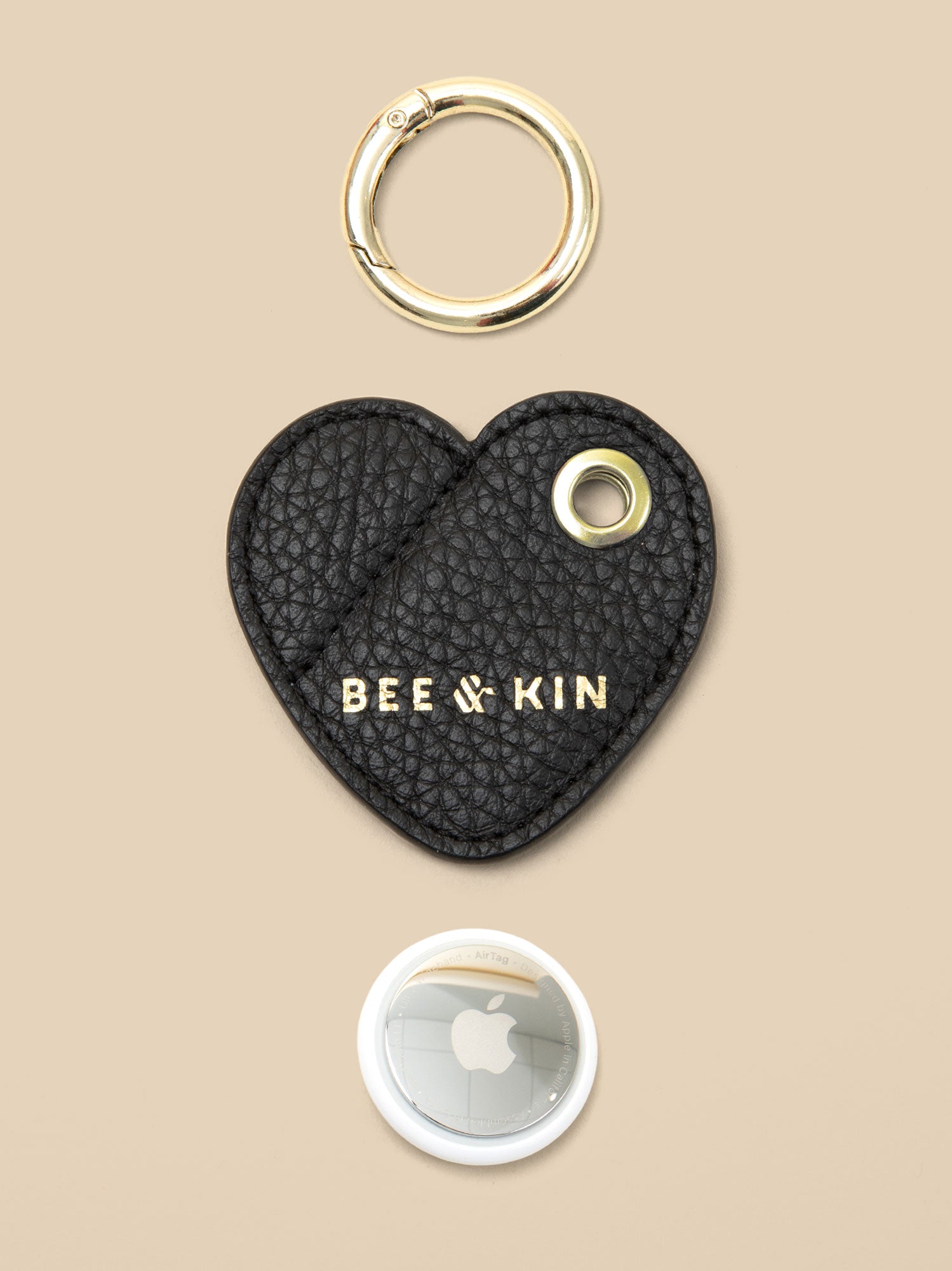 Black Leather AirTag Keychain – BEE AND KIN